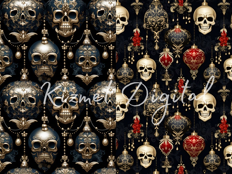 10 Gothic Christmas Wallpapers, Seamless Pattern, Gothic Digital Paper ...