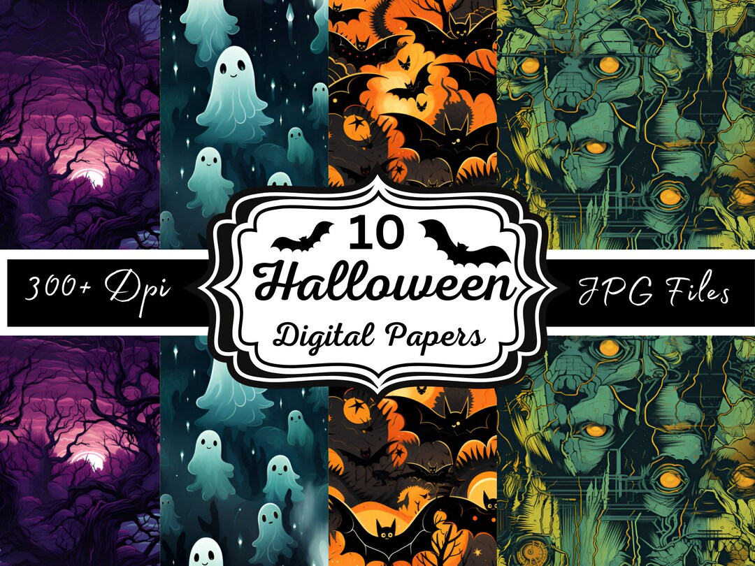 Spooky Seamless Patterns, Digital Paper, High Resolution 12x12 ...
