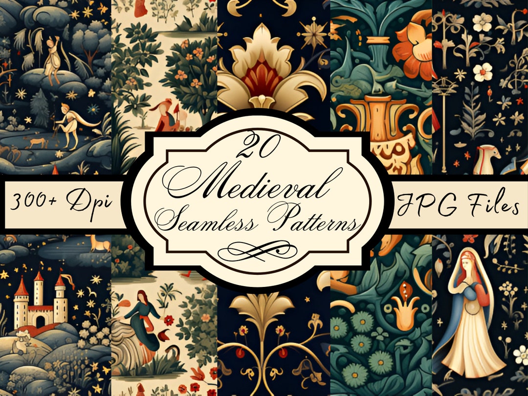 Medieval/renaissance Tapestry Seamless Pattern, Digital Download Paper ...