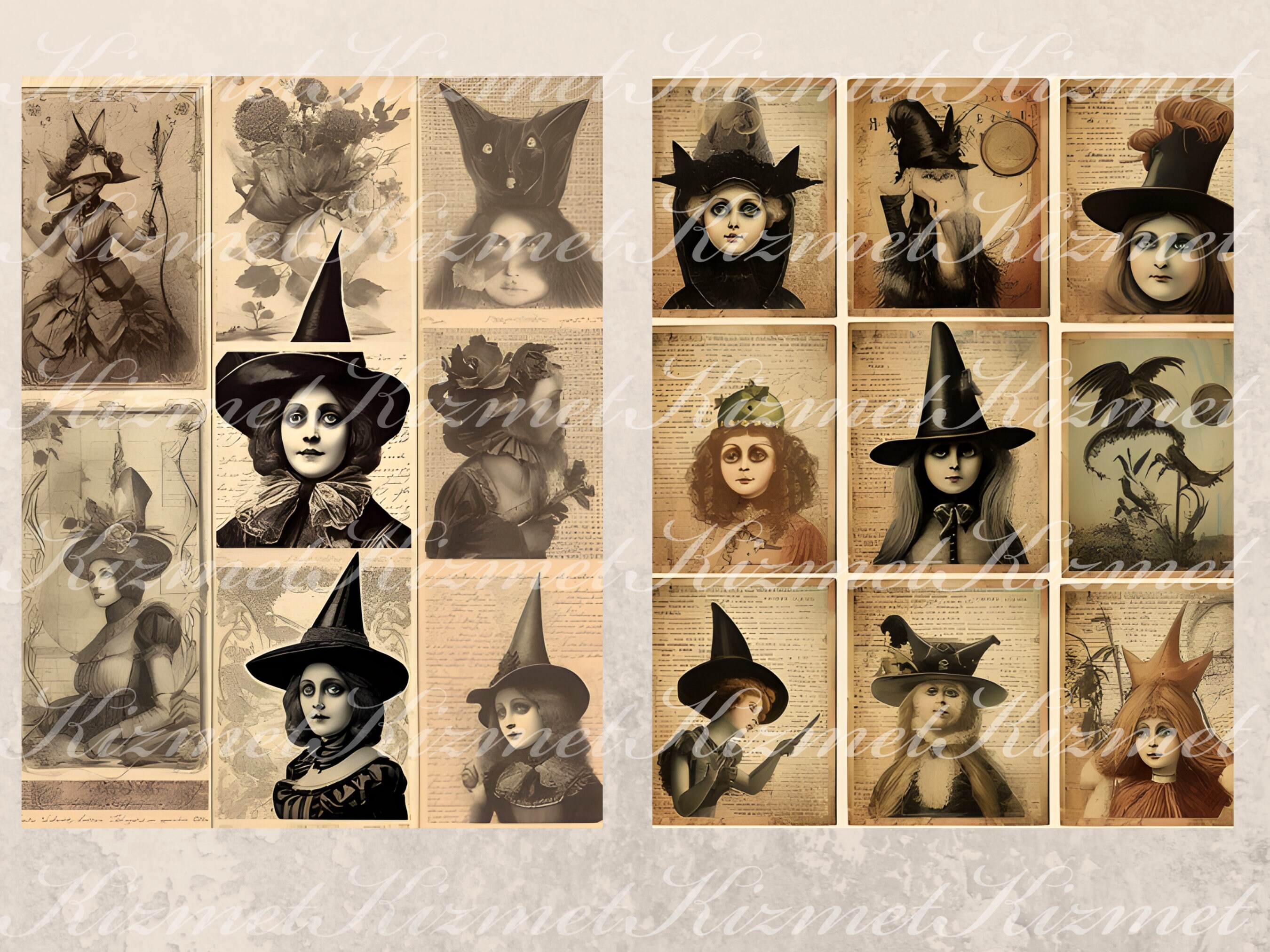 10 Spooky Witchy Gothic Junk Journal Printable Pages Collage Sheets ...