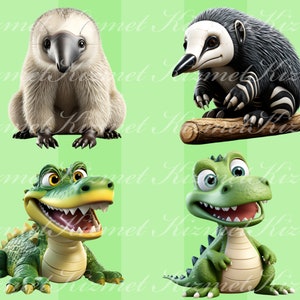 Set of 24- Jungle Animals- 3D Clipart PNG Files, Fun Digital Downloads ...