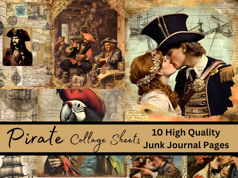 10 Pirate Themed Junk Journal Printable Pages Collage Sheets High ...