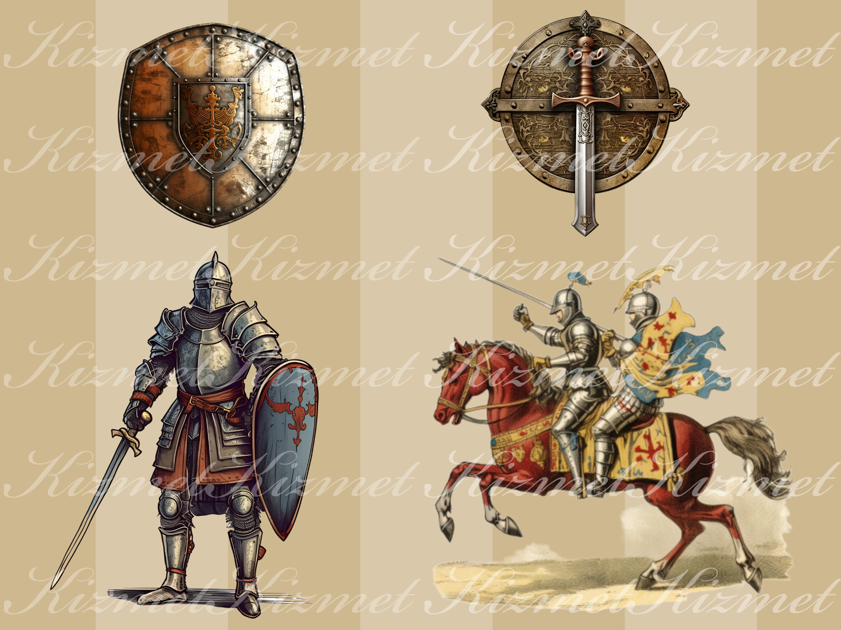 Medieval and Renaissance Themed Clipart 3, 300 Dpi, Beautiful Printable ...