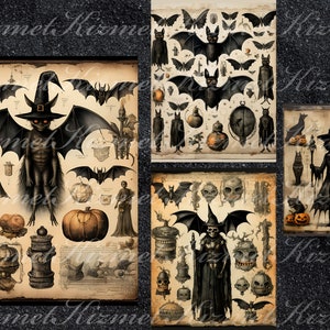20 Creepy Halloween Junk Journal Printable Pages Collage Sheets High ...