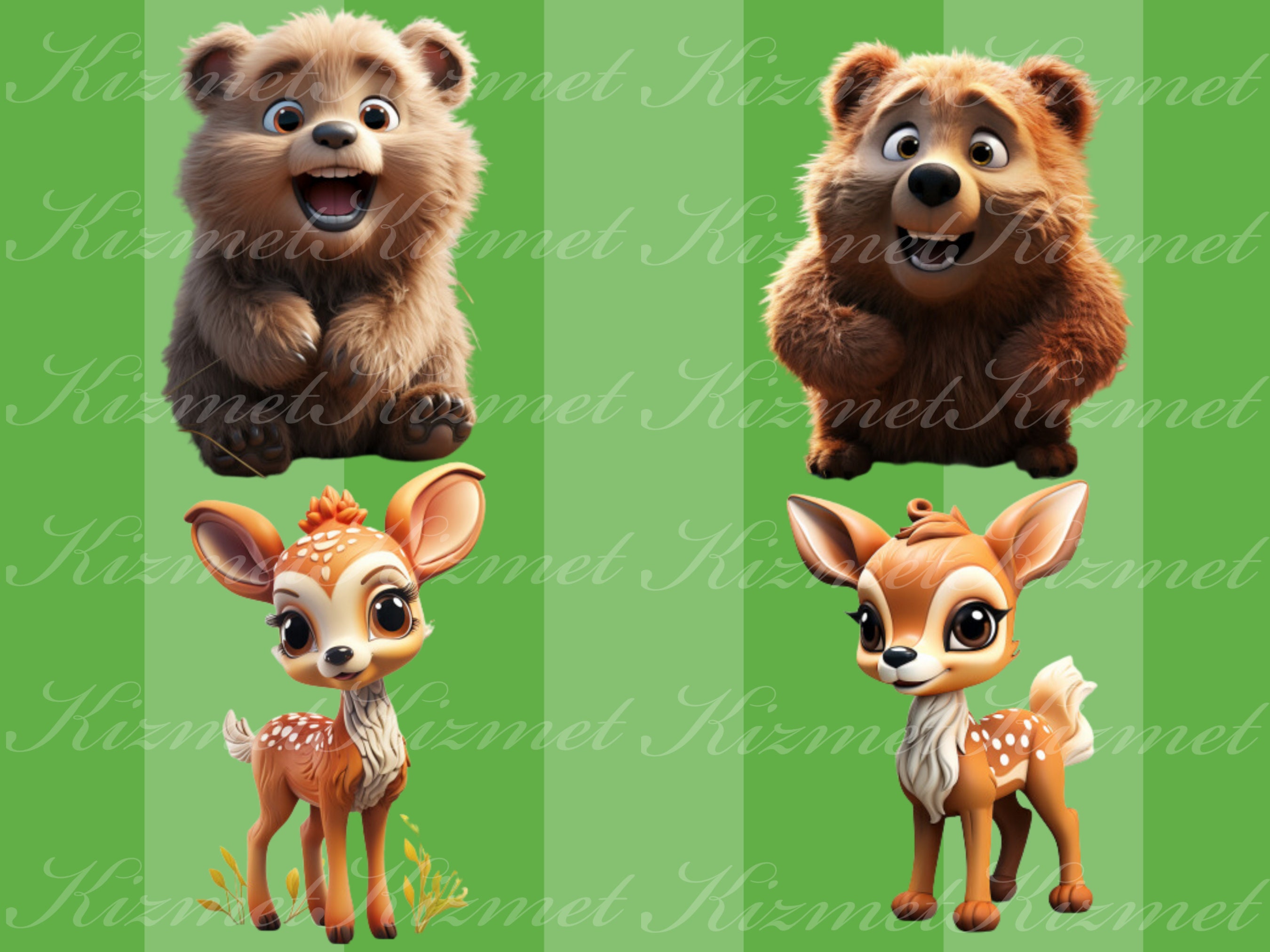 Set of 24 Forest Animals 3D Clipart PNG Files, Fun Digital Downloads 3D ...