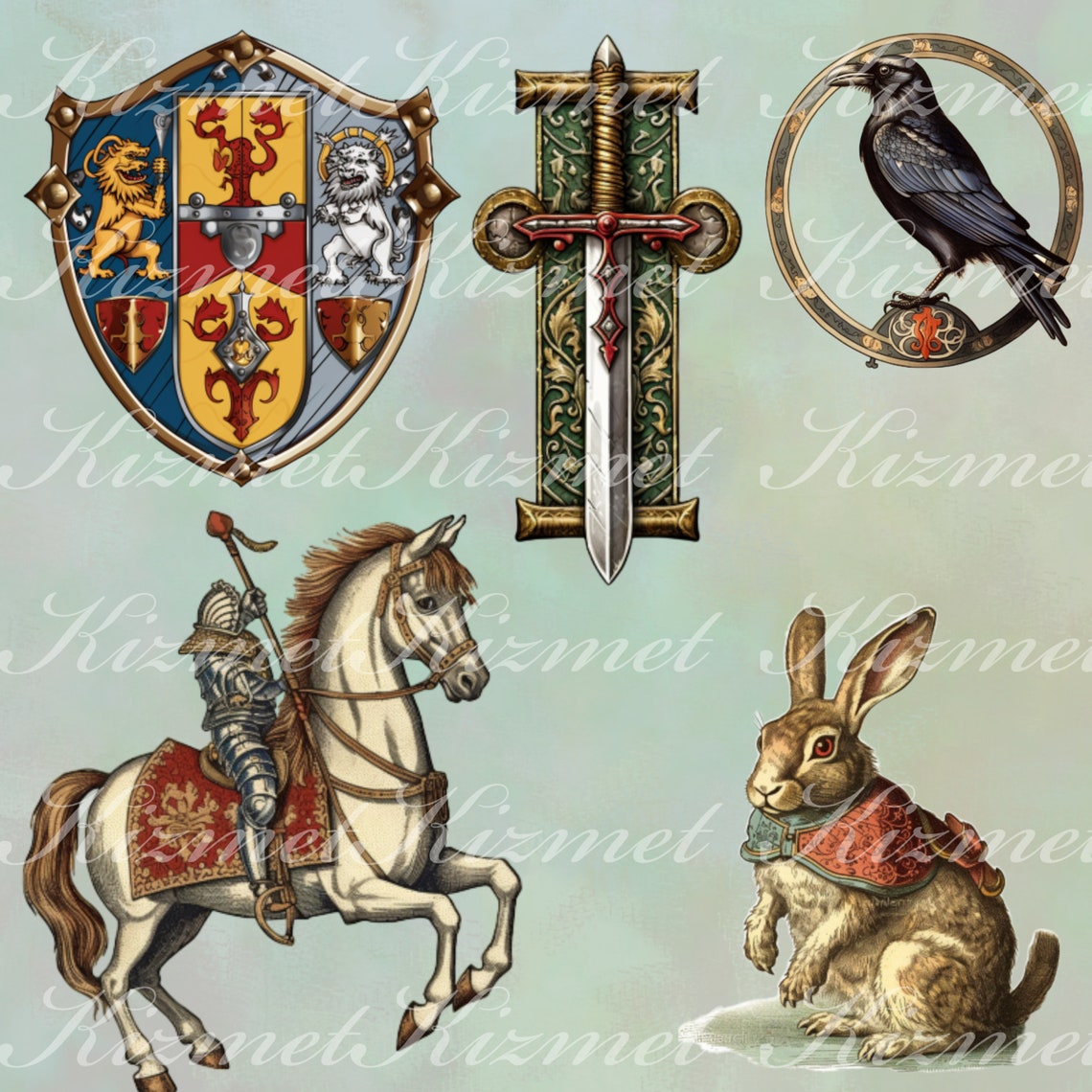 Medieval and Renaissance Themed Clipart 4 300 Dpi 24 - Etsy
