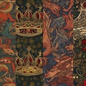 Medieval/renaissance Themed Seamless Pattern, Digital Download Paper ...