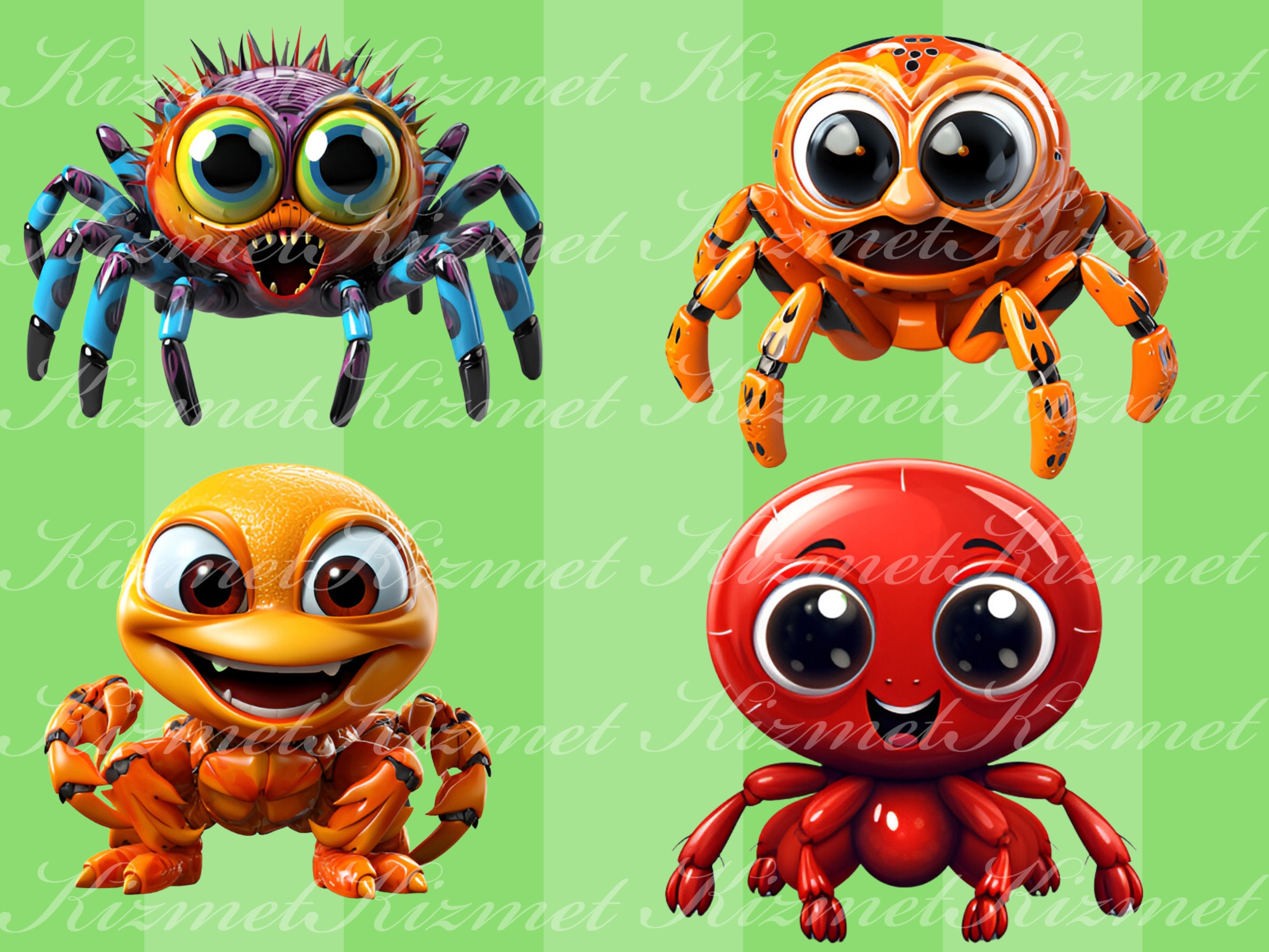 Set of 24- Cute 3D Bugs, Bees, 3D Clipart, PNG Files Fun Digital ...
