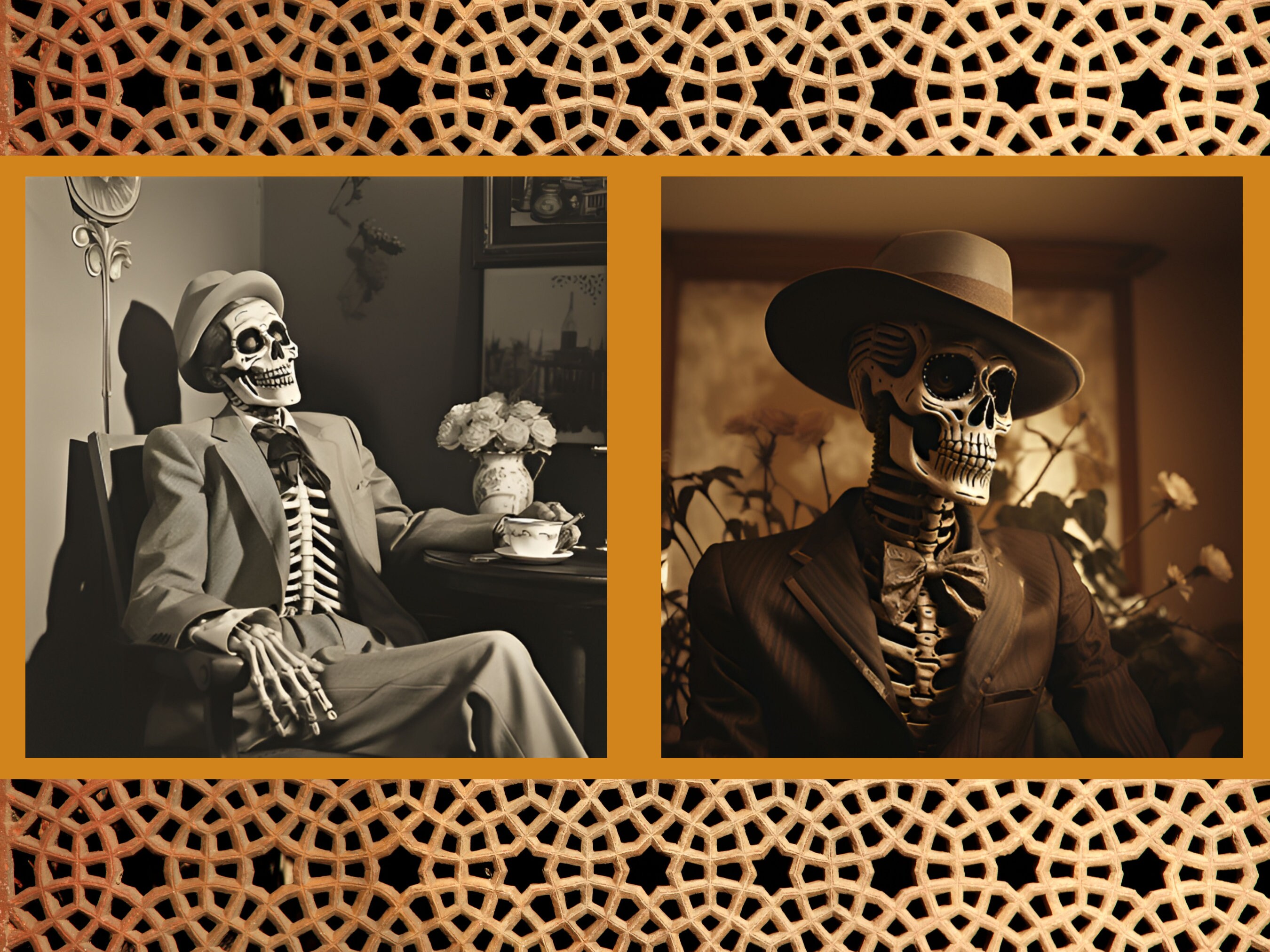 Vintage Skeleton Tiles, Digital Paper, High Resolution 12x12 ...