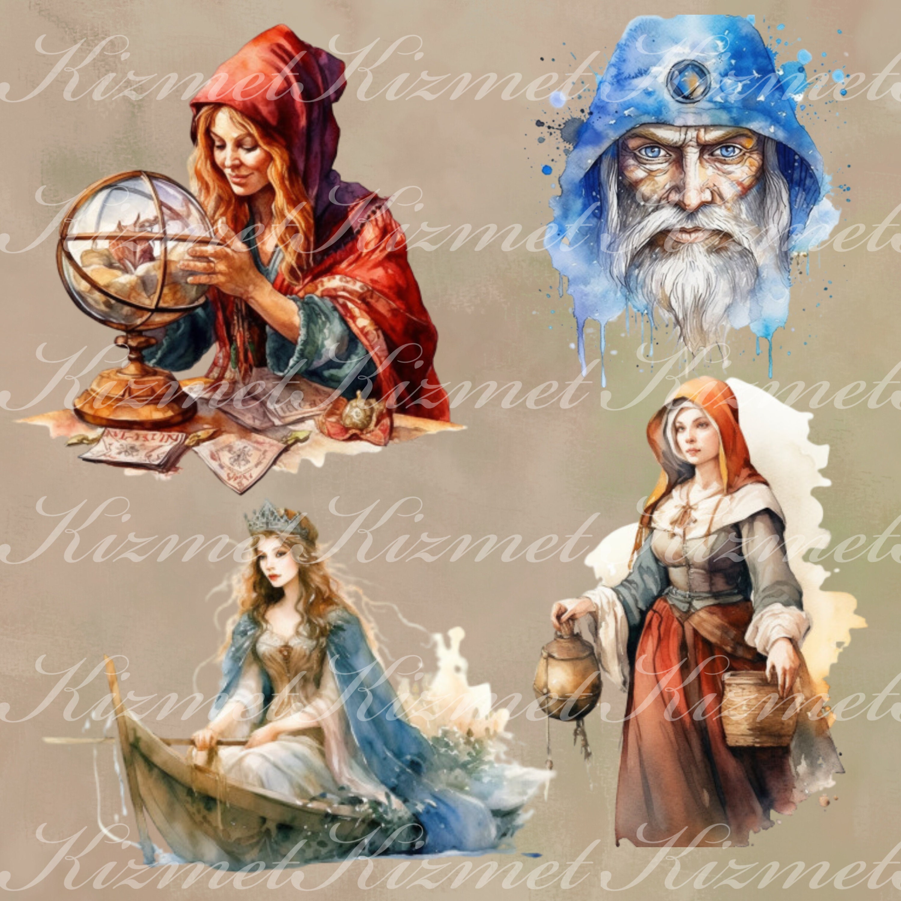 24 Medieval Watercolor Characters Clipart. Renaissance Themed High ...