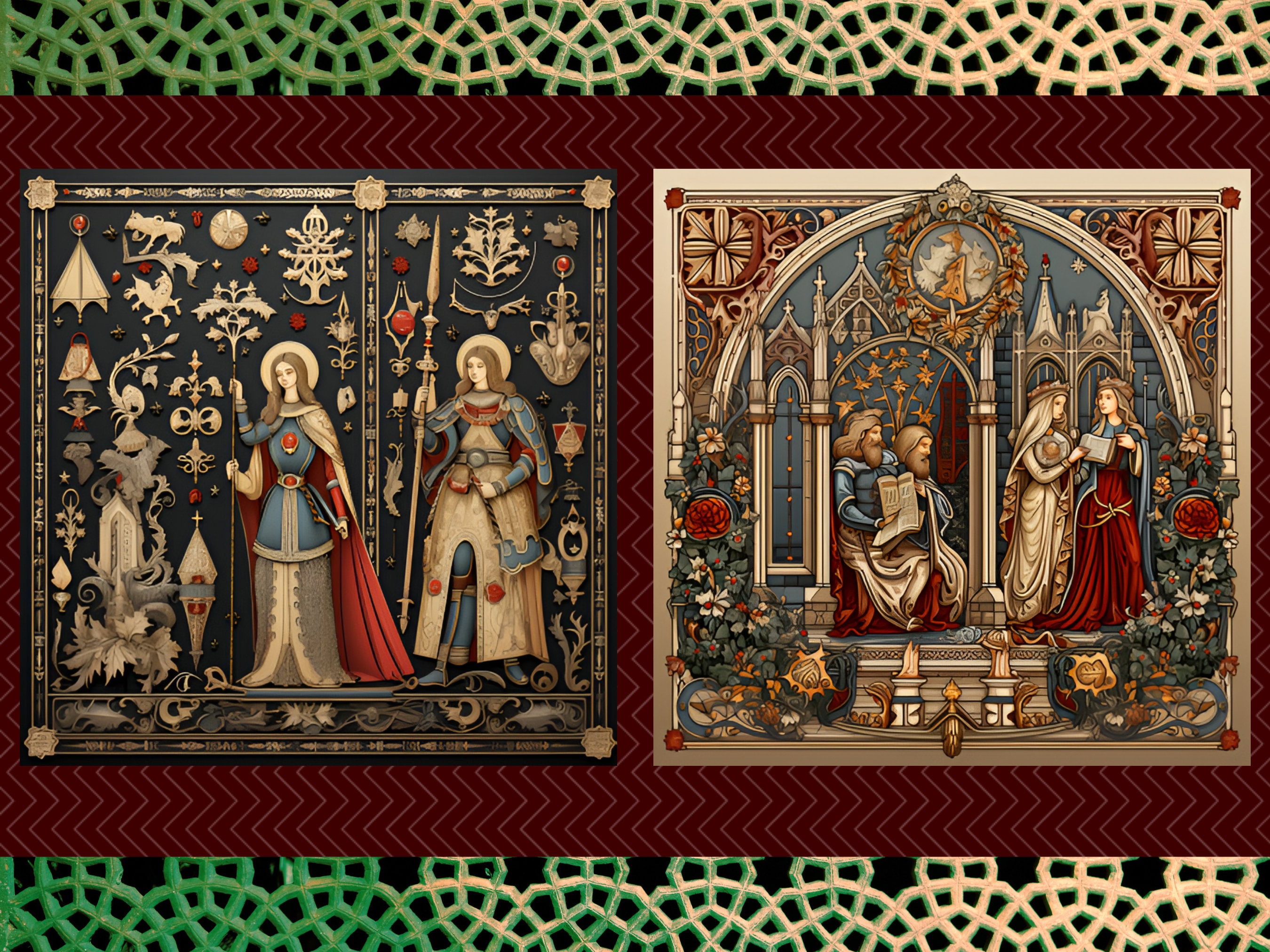 Medieval Christmas Tiles Digital Paper High Resolution - Etsy