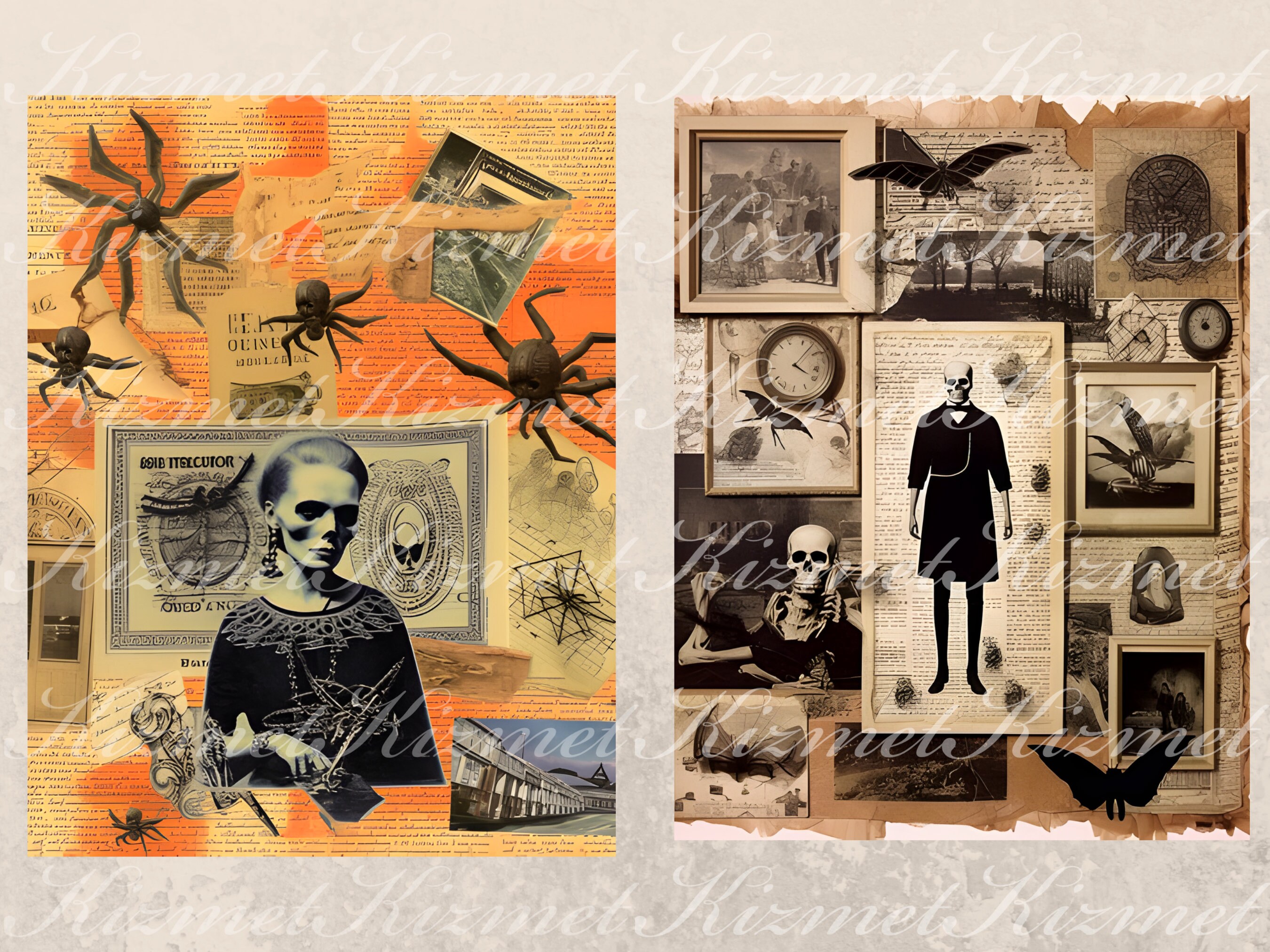 10 Spooky Witchy Gothic Junk Journal Printable Pages Collage Sheets ...