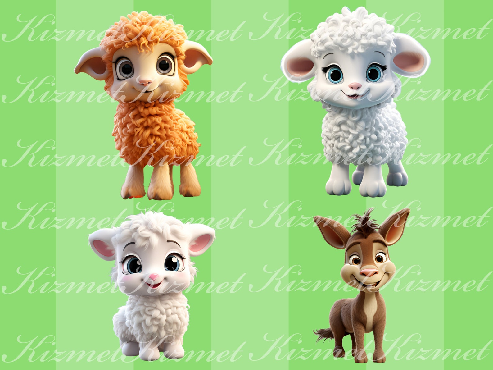 Set of 24- Cute 3D Animals- 3D Clipart PNG Files, Fun Digital Downloads ...