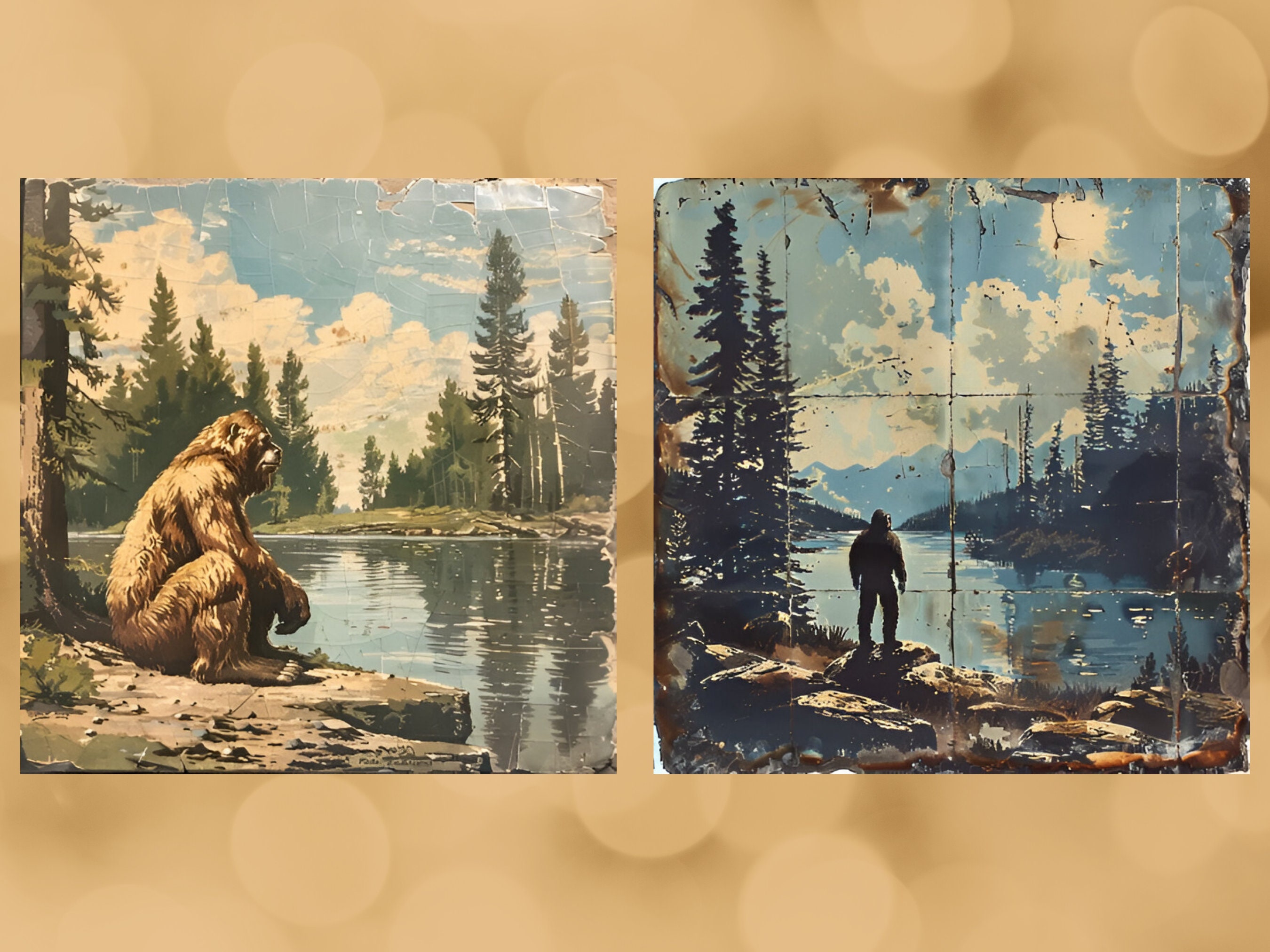 12 Bigfoot Digital Papers, Sasquatch Background, 12x12 Printable ...