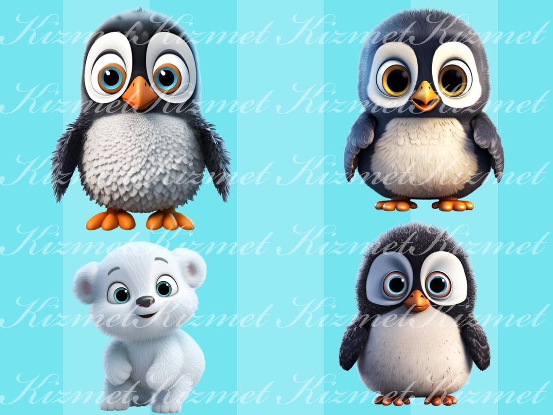 Set of 24- Cute 3D Animals- 3D Clipart PNG Files, Fun Digital Downloads ...
