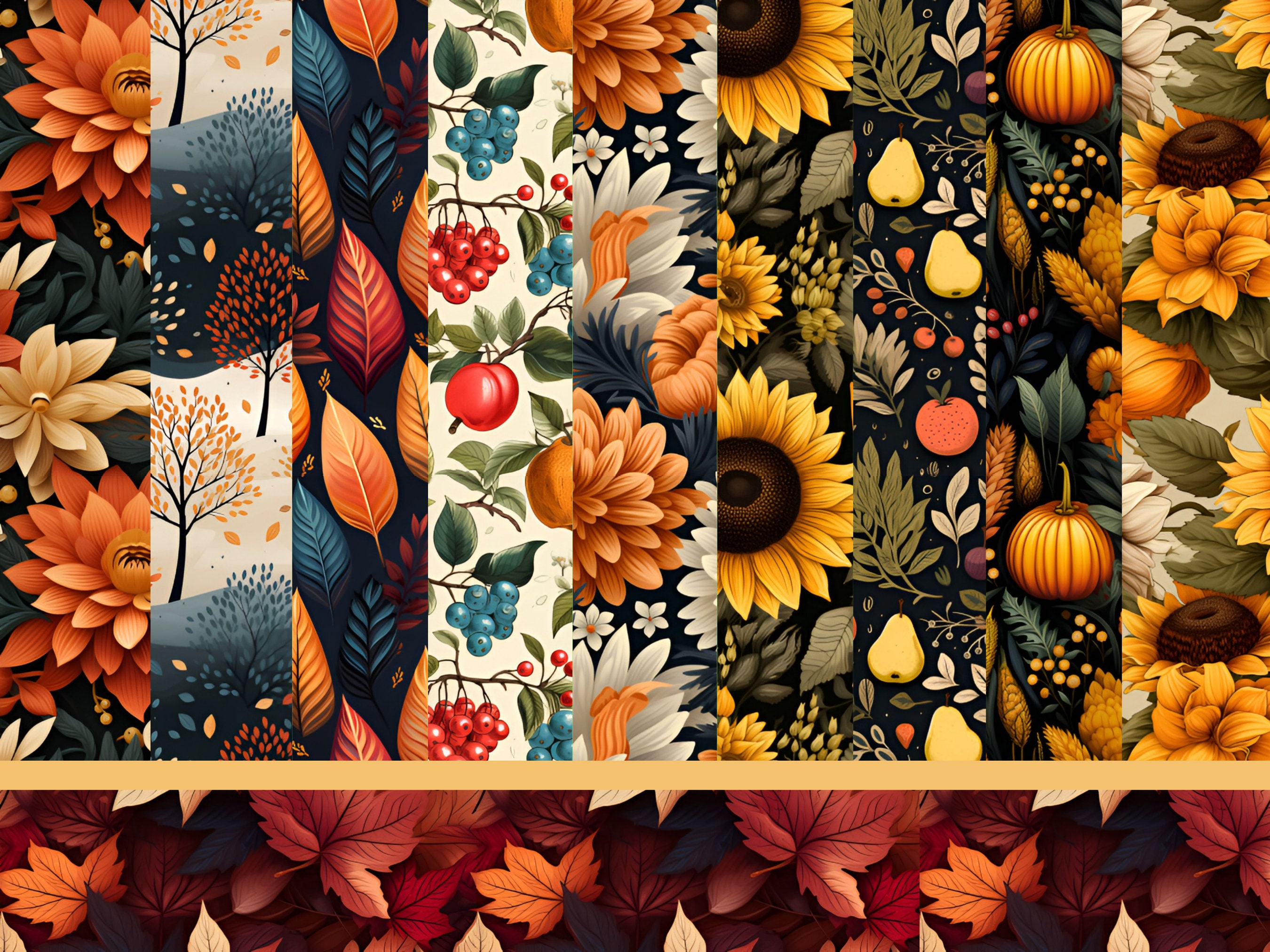 50 Autumn and Fall Seamless Patterns Bundle, Digital Paper 12x12 ...