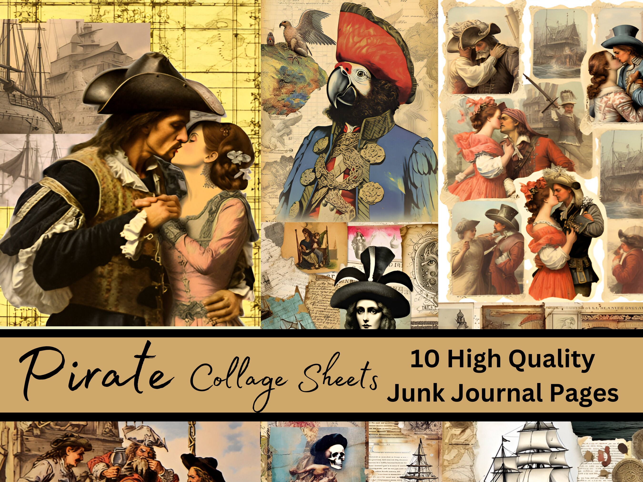 10 Pirate Themed Junk Journal Printable Pages Collage Sheets High ...