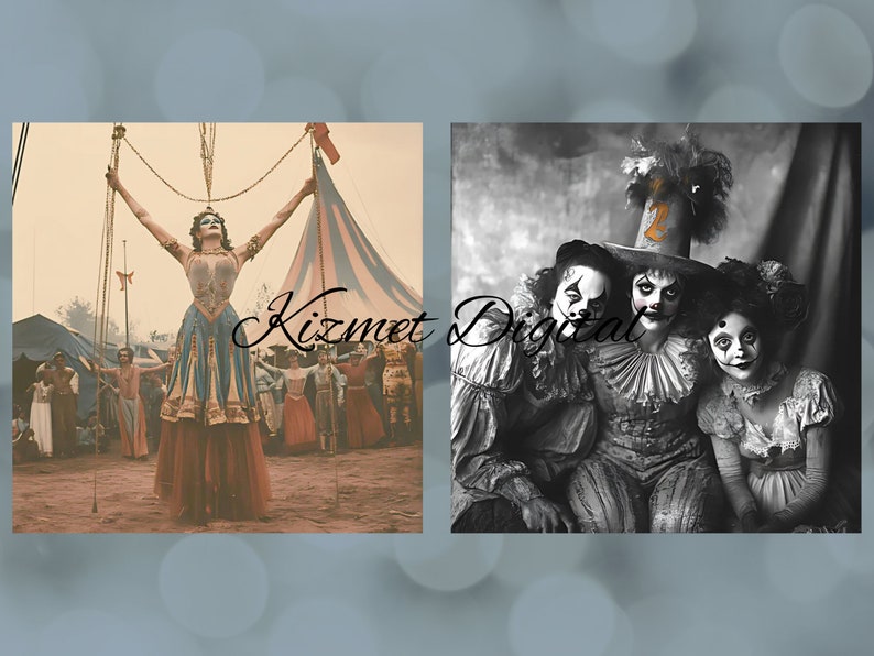 12 Vintage Creepy Circus Digital Papers, Vintage Background, 12x12 ...