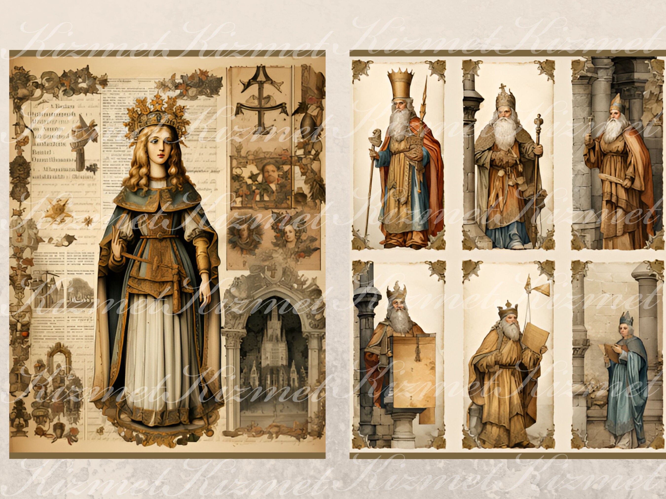 10 Medieval Christmas Junk Journal Printable Pages Collage Sheets High ...
