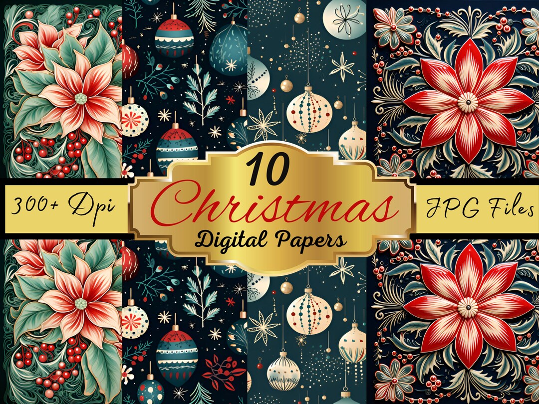 Christmas Seamless Patterns, Digital Paper, High Resolution 12x12 ...