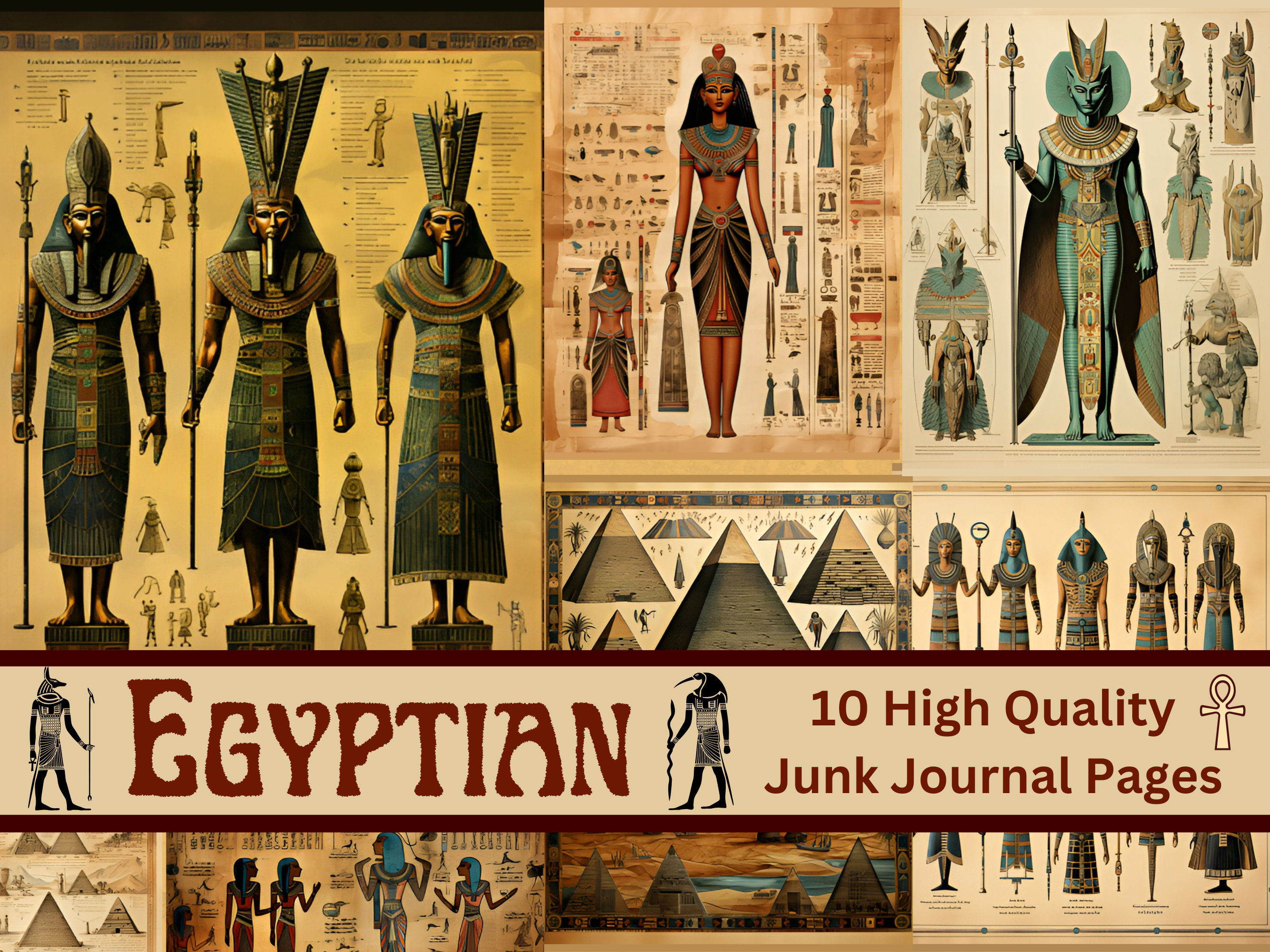 10 Egyptian Themed Junk Journal Printable Pages Collage Sheets High ...