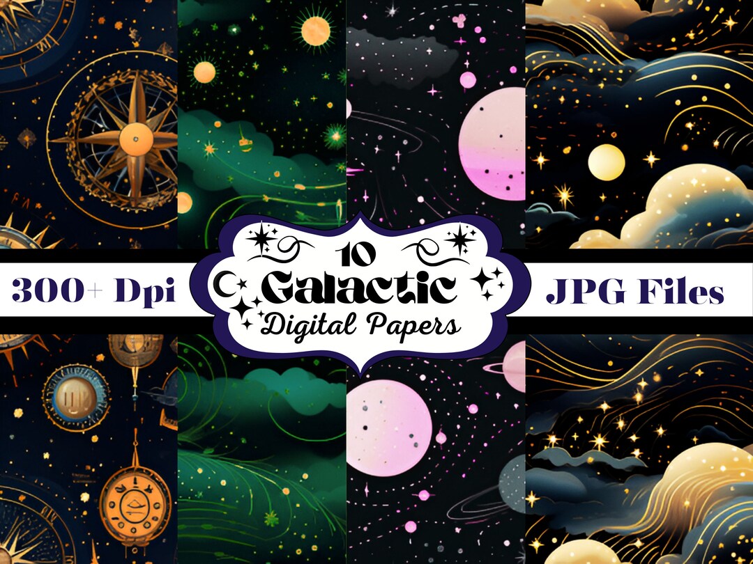 10 Galactic Wallpapers, Seamless Pattern, Celestial Digital Paper ...