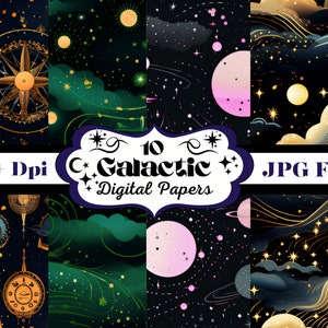 10 Galactic Wallpapers, Seamless Pattern, Celestial Digital Paper ...