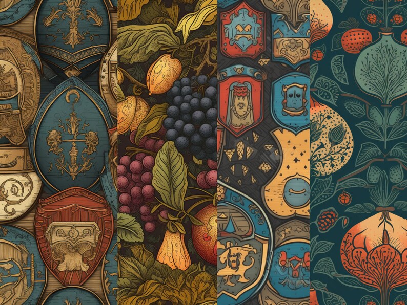 Medieval/renaissance Themed Seamless Pattern, Digital Download Paper ...