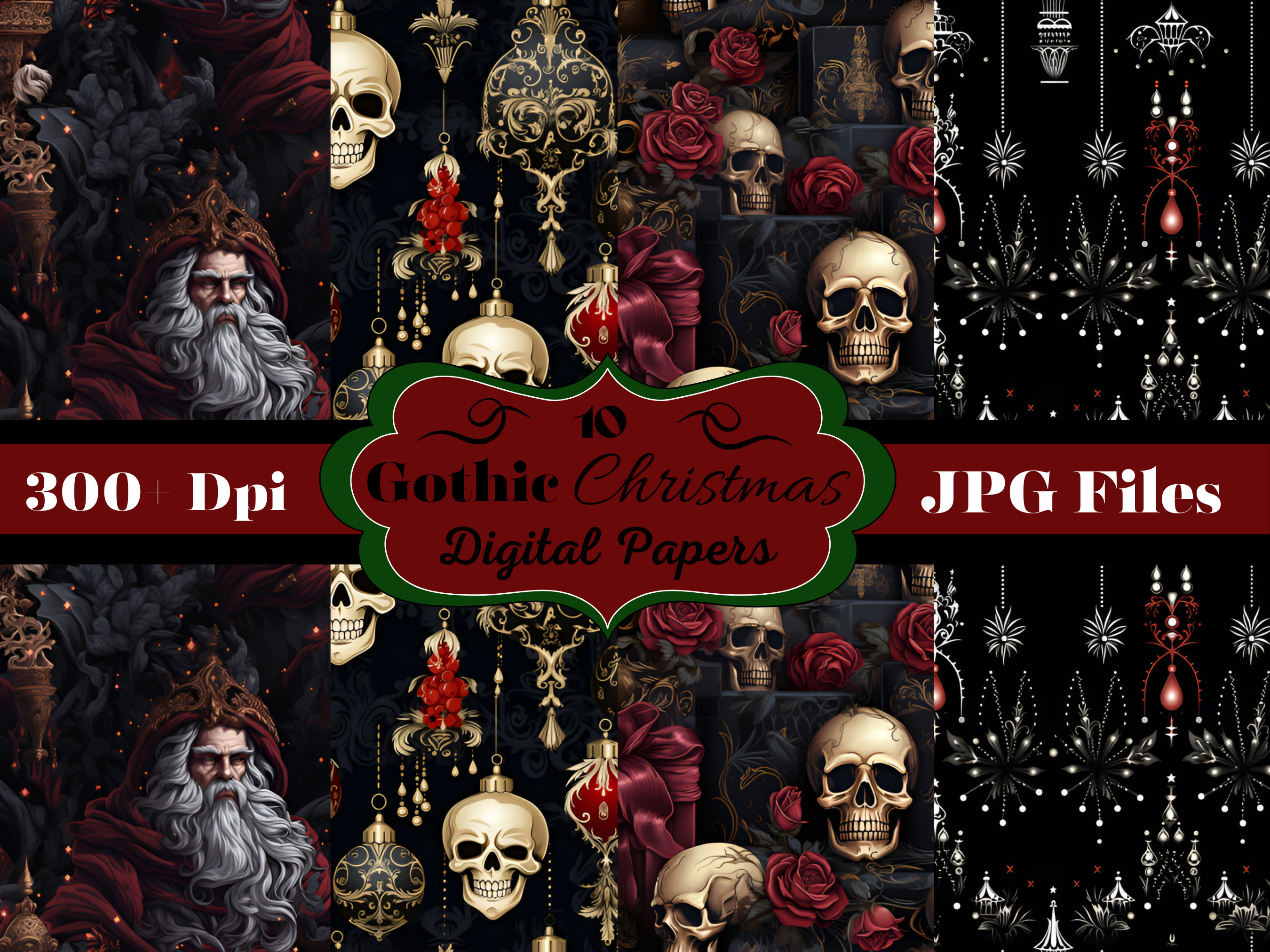 10 Gothic Christmas Wallpapers, Seamless Pattern, Gothic Digital Paper ...