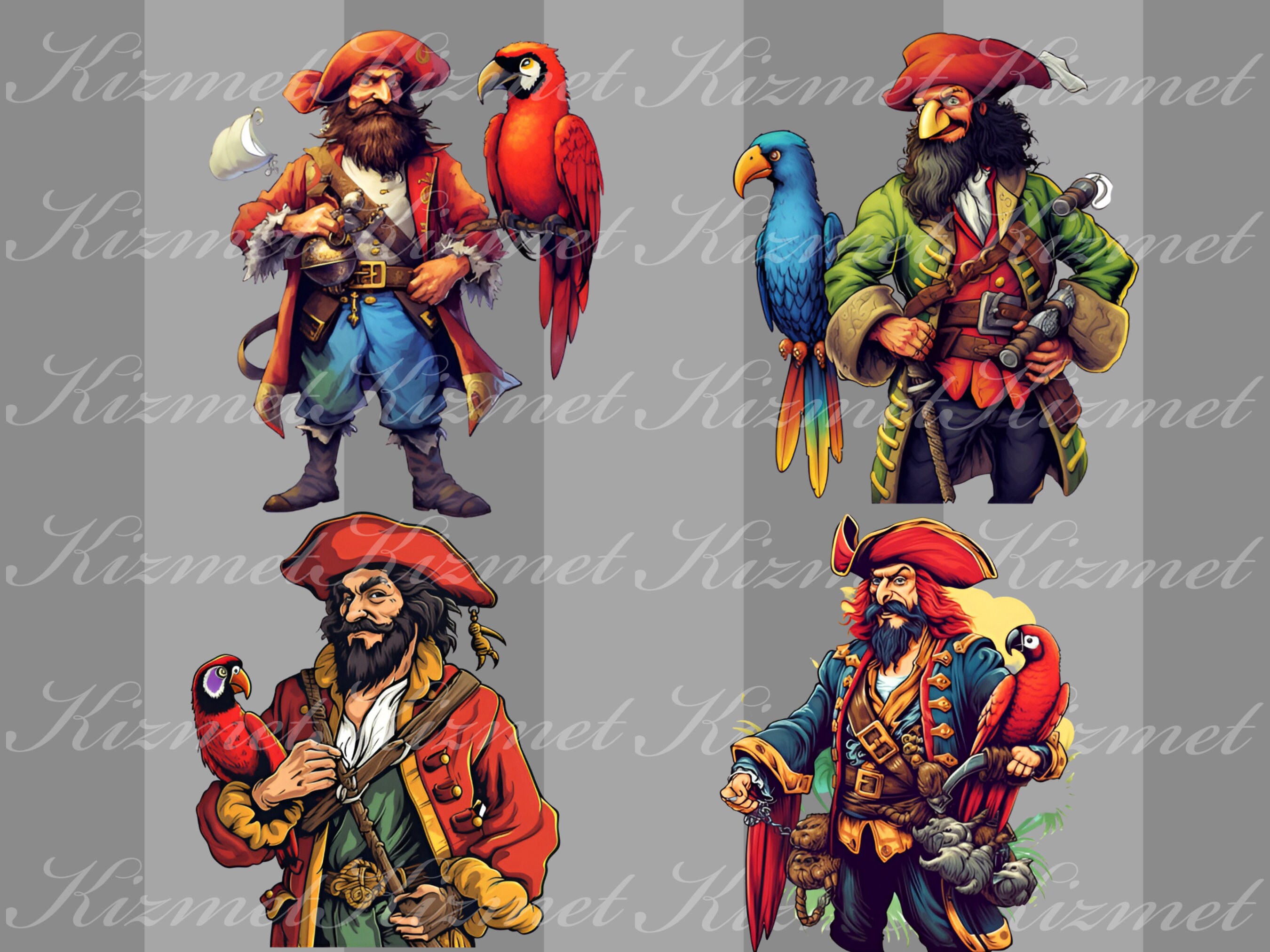 Pirate Life Set of 22 Pirate Png Clipart Files Large 10x12.5 Medieval ...