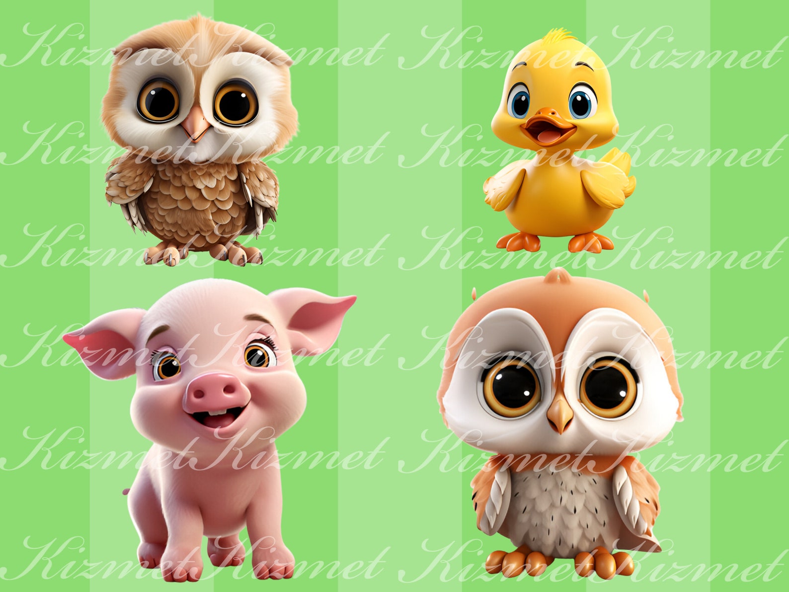 Set of 24- Cute 3D Animals- 3D Clipart PNG Files, Fun Digital Downloads ...