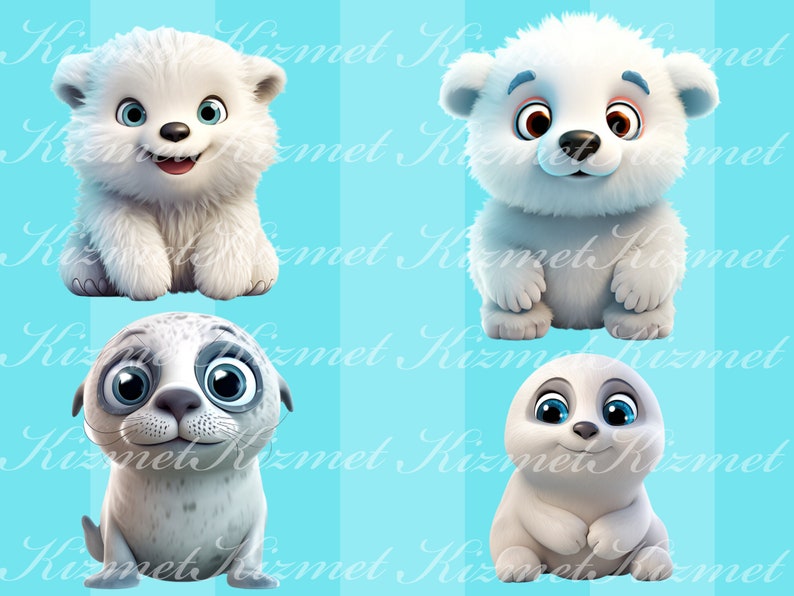 Set of 24 Cute 3D Animals 3D Clipart PNG Files, Fun Digital Downloads ...