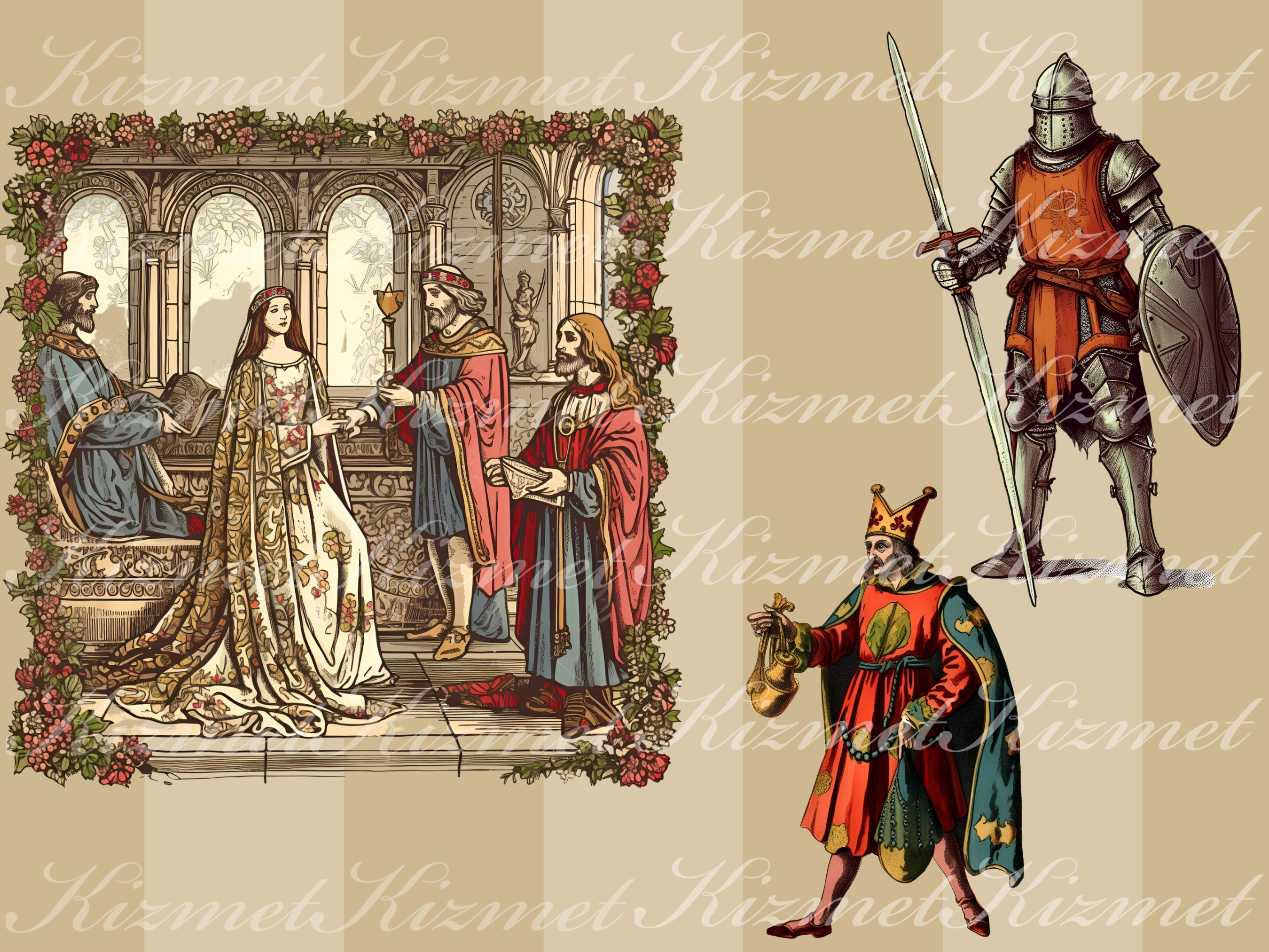 Medieval and Renaissance Themed Clipart 2, 300 Dpi 22 Beautiful PNG ...