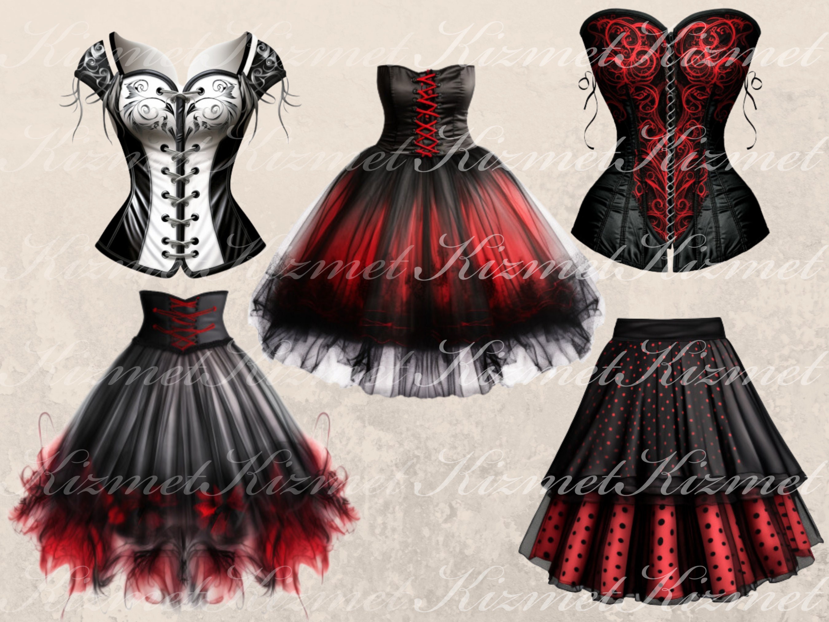 Goth Clothing Set of 24 High Quality Goth Clothes Png Clipart - Etsy