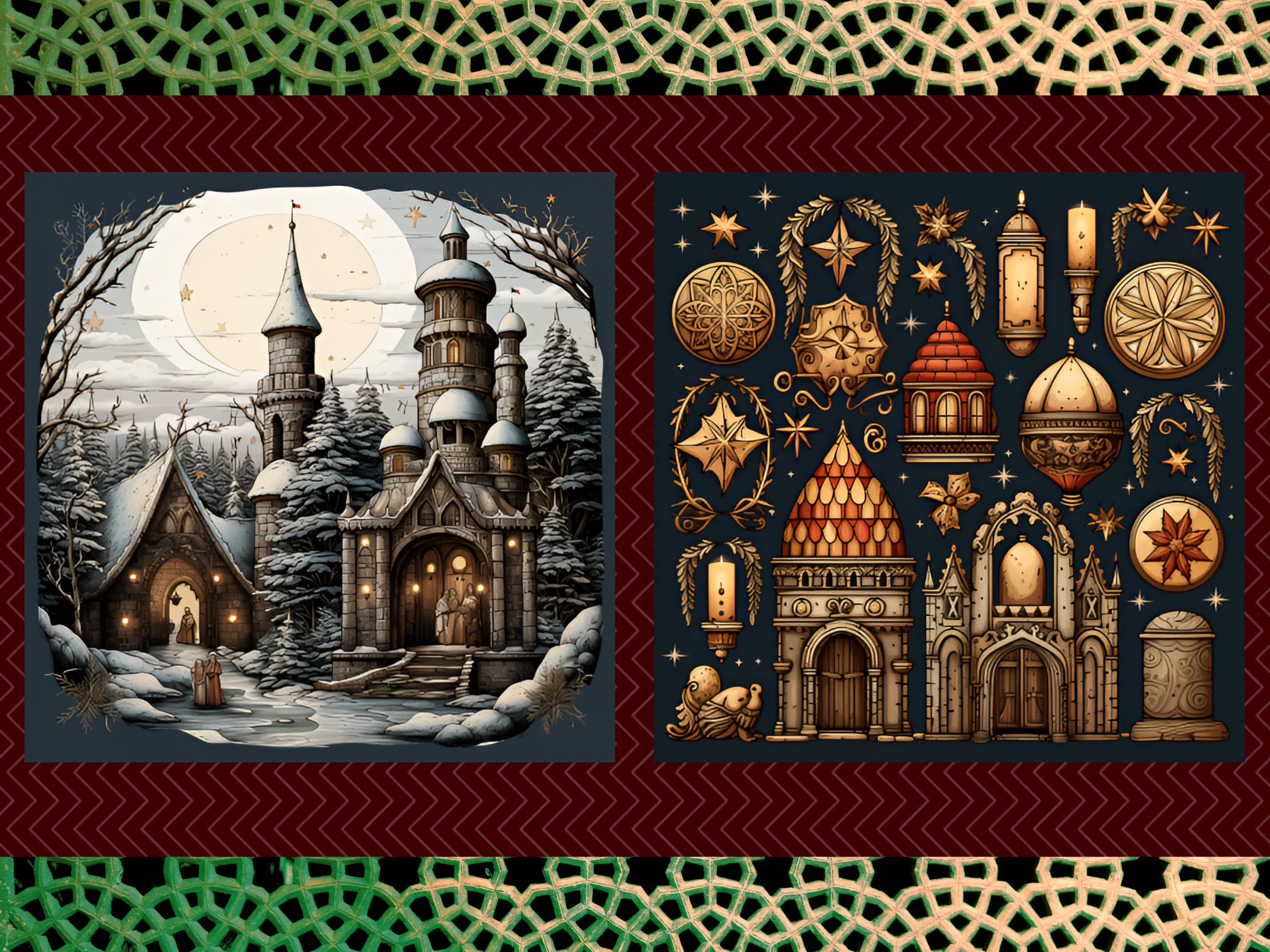 Medieval Christmas Tiles Digital Paper High Resolution - Etsy