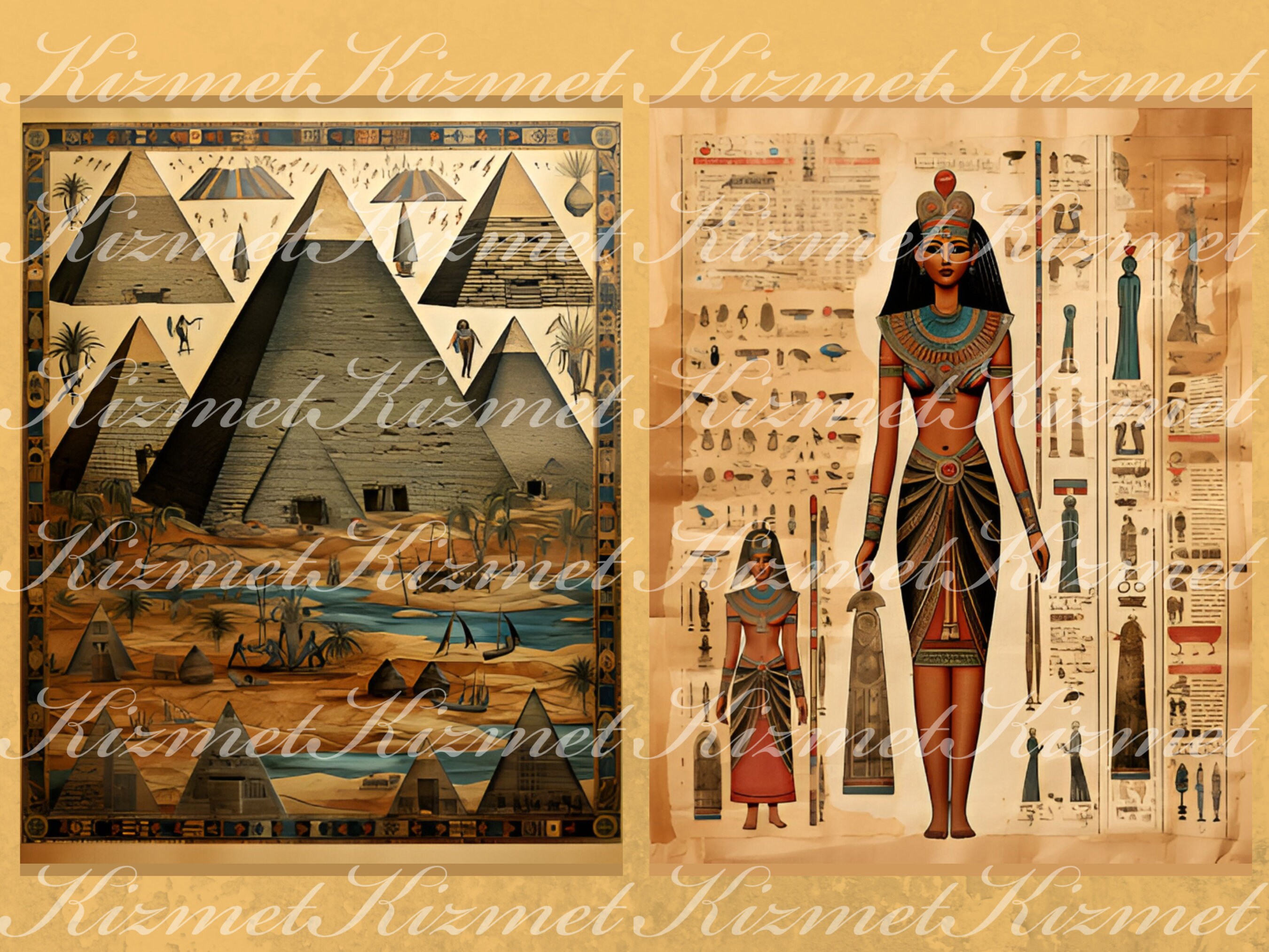10 Egyptian Themed Junk Journal Printable Pages Collage Sheets High ...