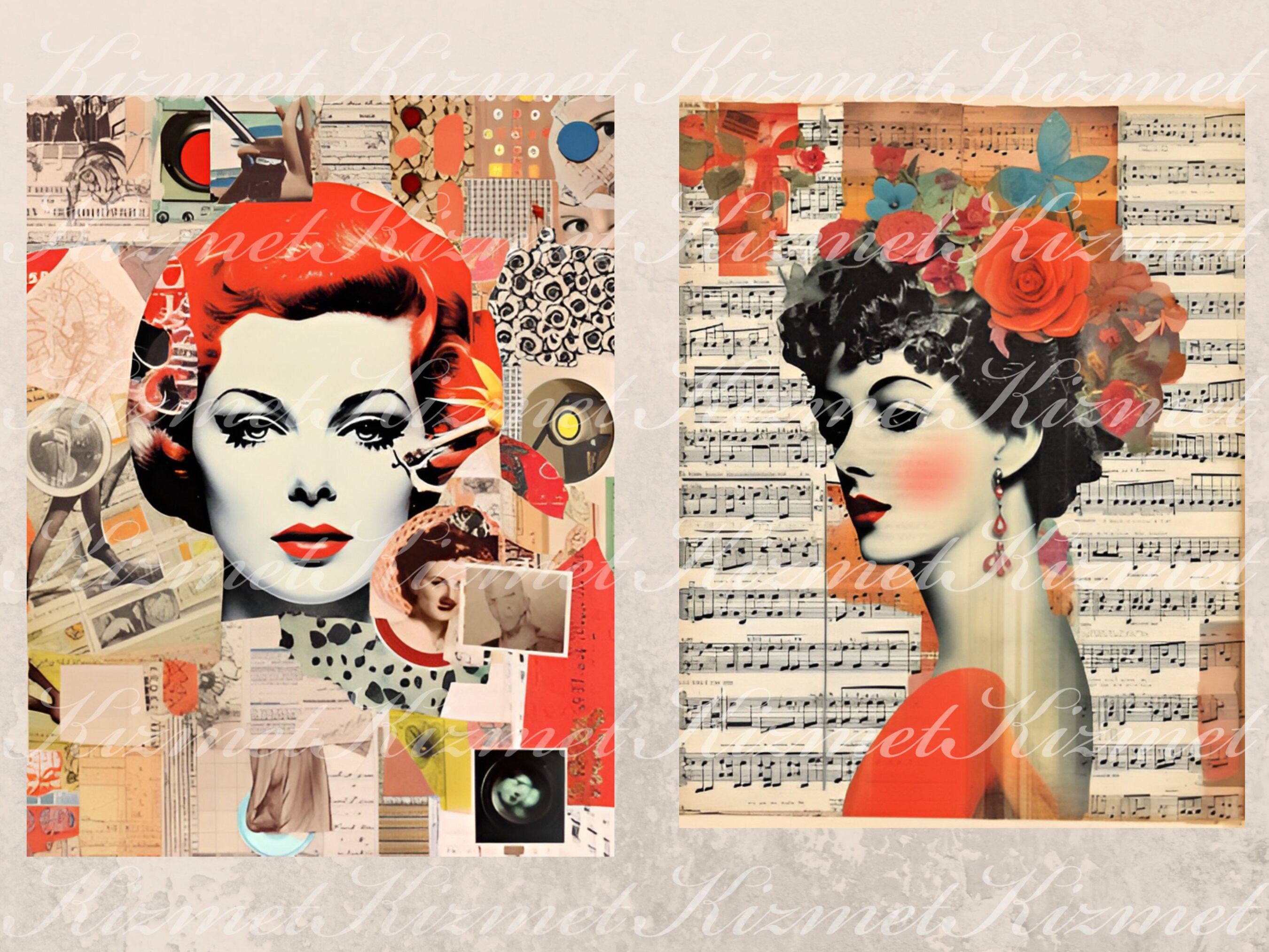 10 Retro Vintage Junk Journal Printable Pages Collage Sheets High ...