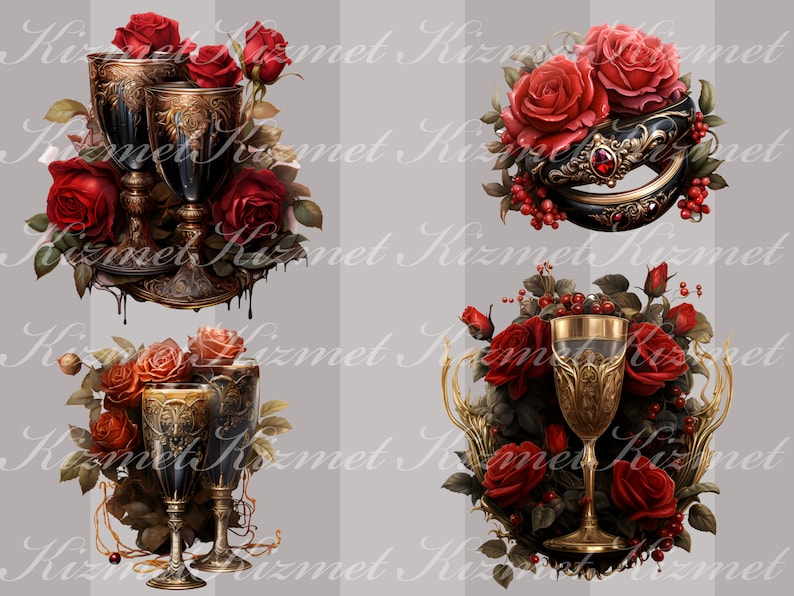 24 Gothic Wedding Clipart, PNG Instant Download, Commercial Use, Vampire, Fun Downloads ...