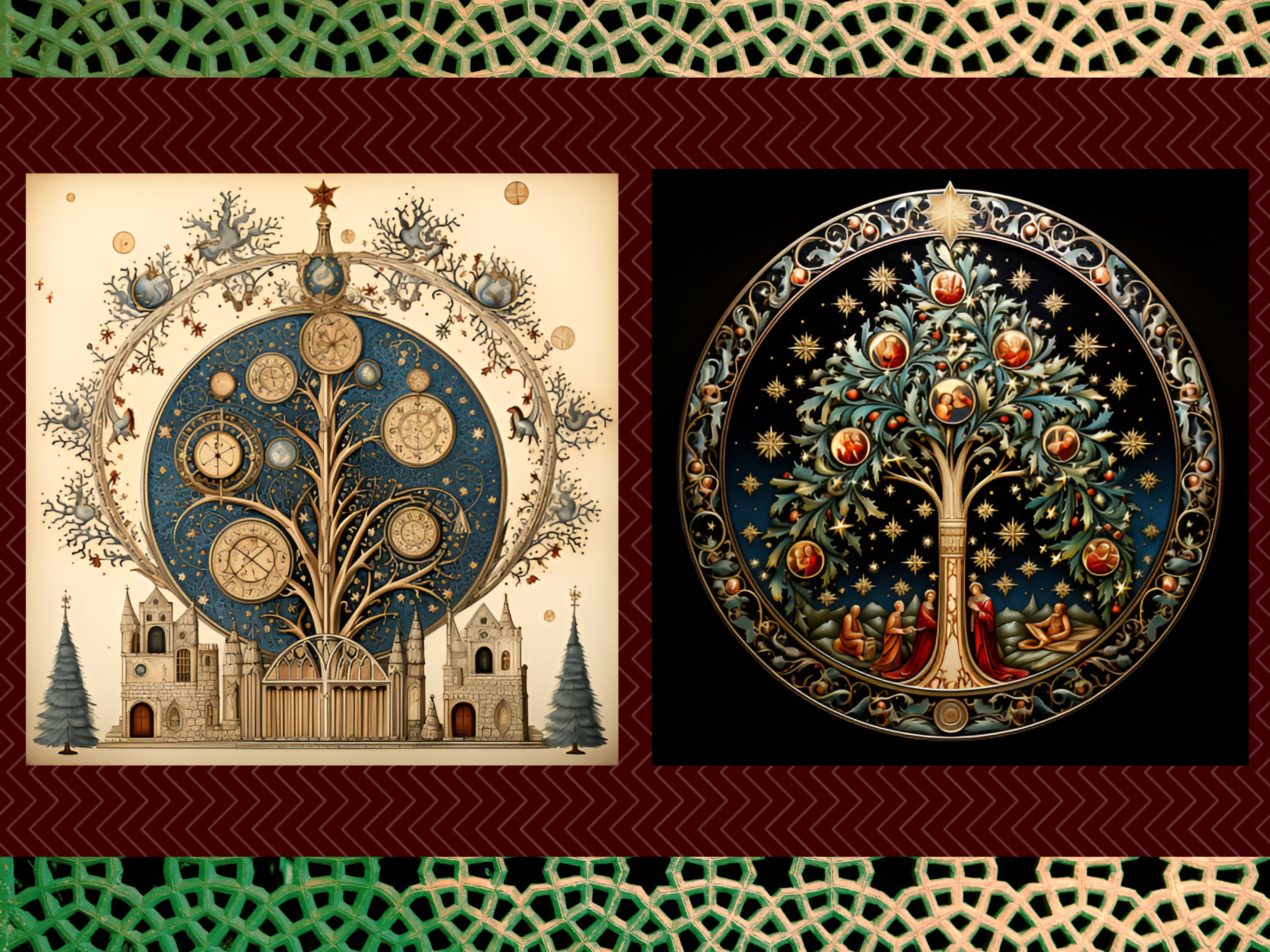 Medieval Christmas Tiles Digital Paper High Resolution - Etsy