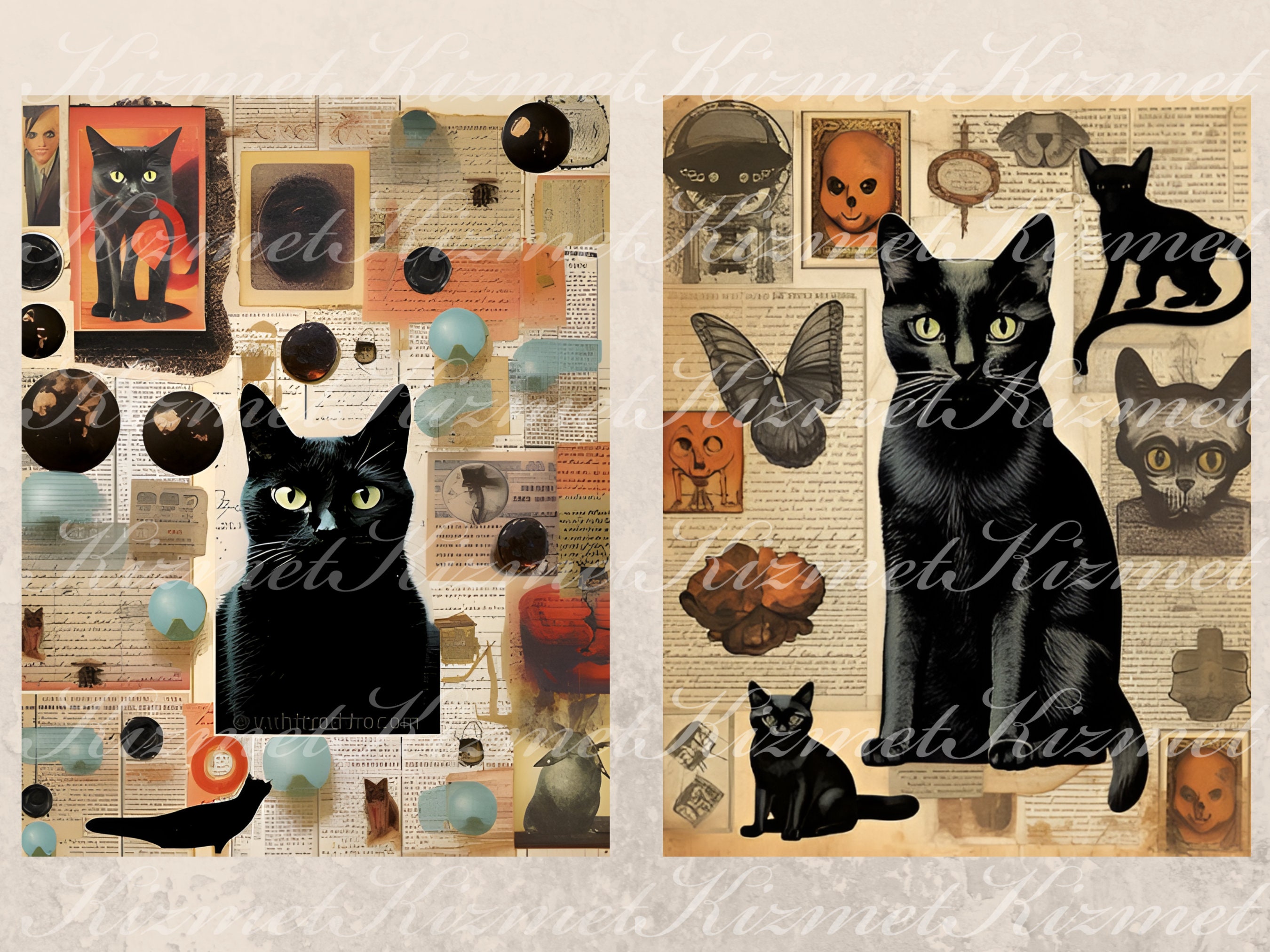 10 Spooky Witchy Gothic Junk Journal Printable Pages Collage Sheets ...