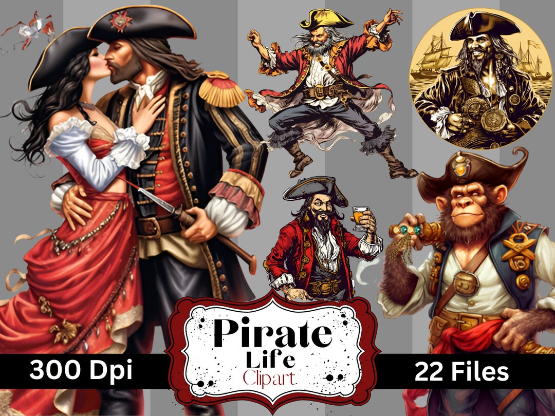 Pirate Life Set of 22 Pirate Png Clipart Files Large 10x12.5 Medieval ...