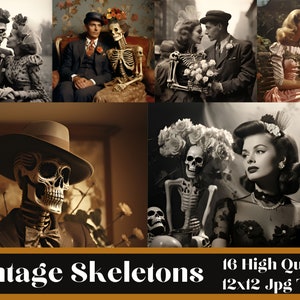 Vintage Skeleton Tiles, Digital Paper, High Resolution 12x12 ...