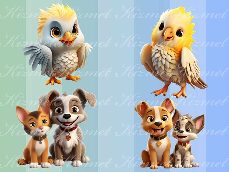 Set of 24 Pets 3D Clipart PNG Files, Fun Digital Downloads, 3D Cute ...