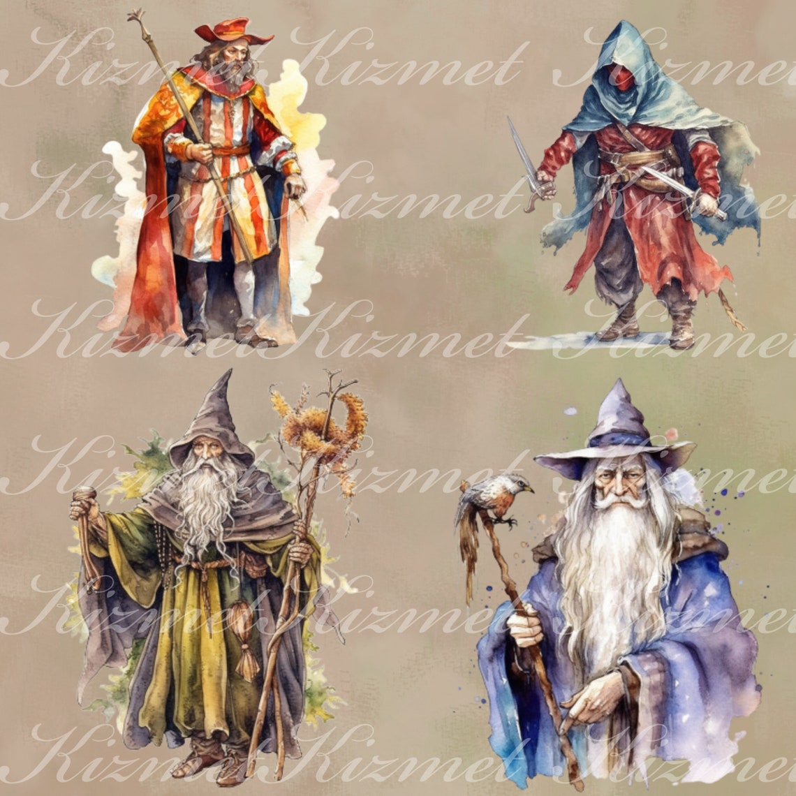 Medieval and Renaissance Themed Clipart, 300 Dpi, Beautiful Watercolor ...