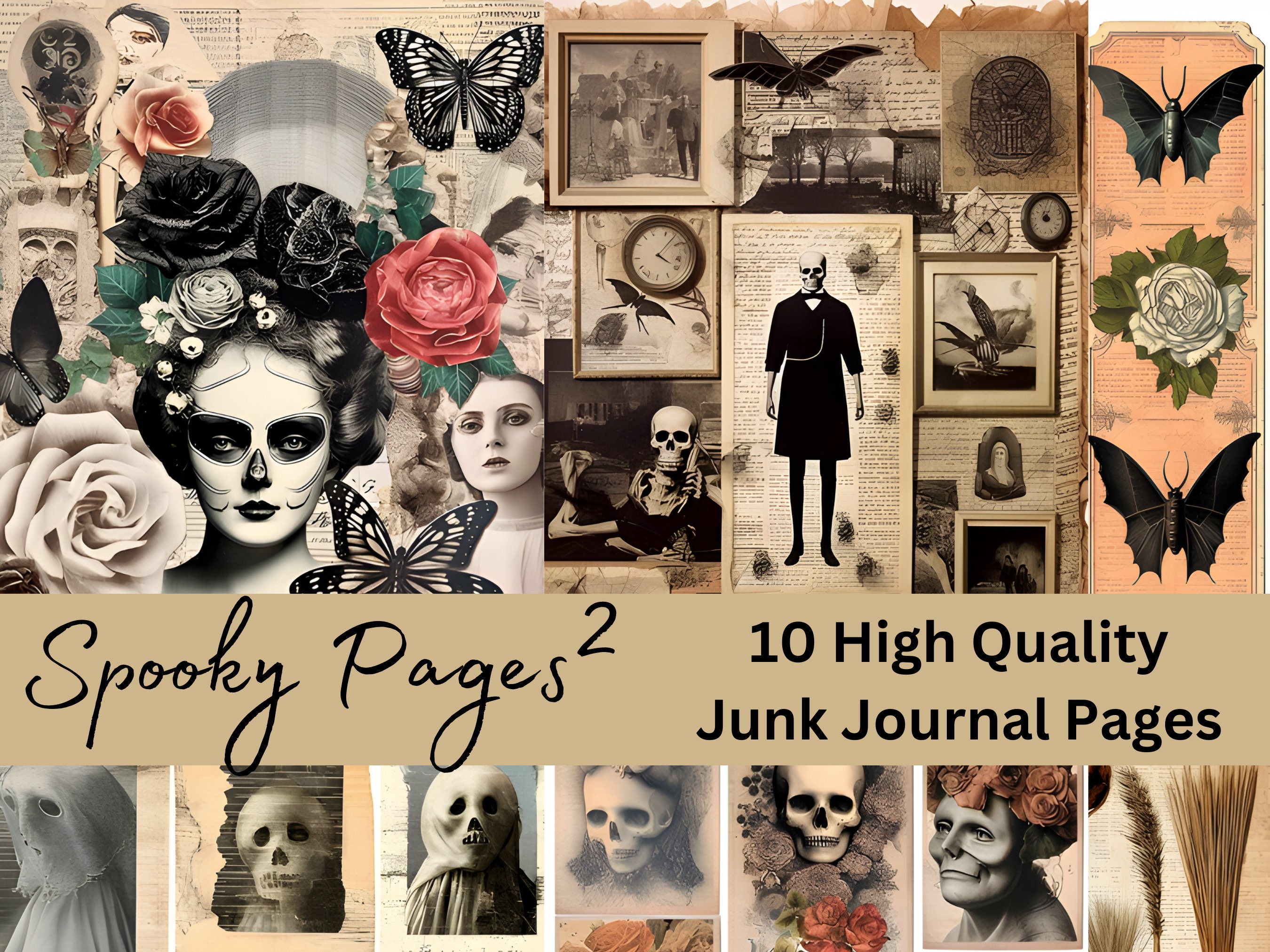 10 Spooky Witchy Gothic Junk Journal Printable Pages Collage Sheets ...