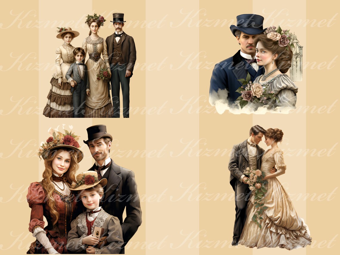 Set of 22 High Quality Victorian Clipart Files. Large Png - Etsy