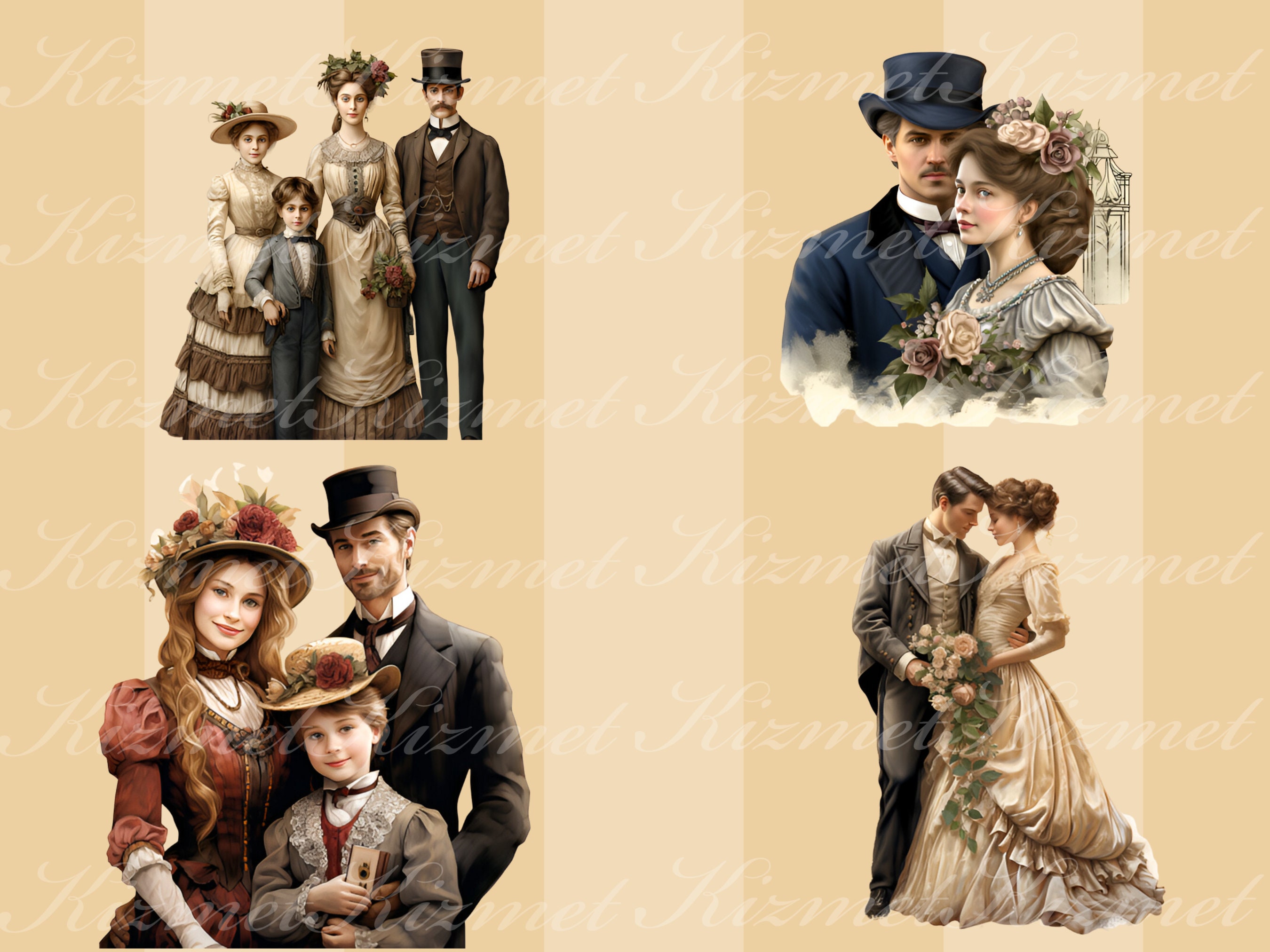 Set of 22 High Quality Victorian Clipart Files. Large Png - Etsy