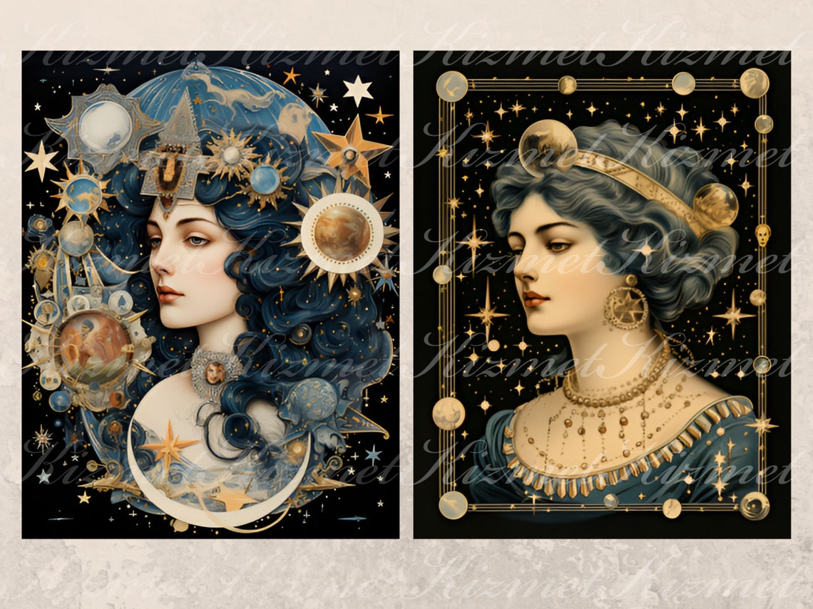 10 Astronomy Themed Junk Journal Printable Paper Collage Sheets High ...