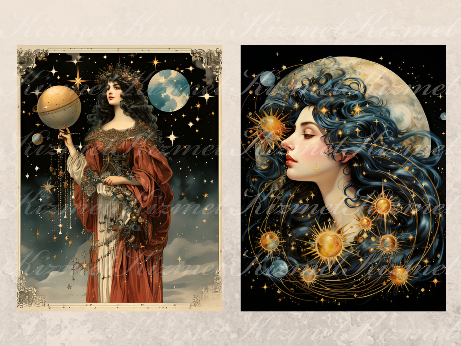 10 Astronomy Themed Junk Journal Printable Paper Collage Sheets High ...