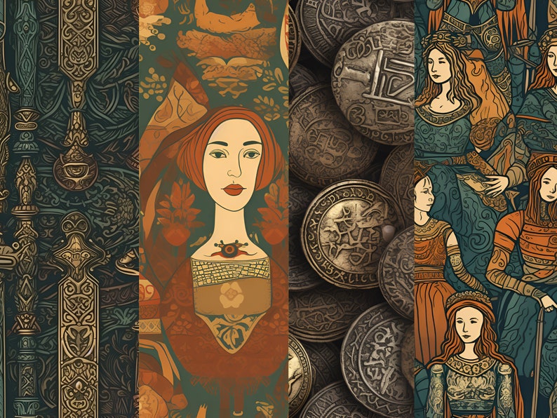 Medieval/renaissance Themed Seamless Pattern, Digital Download Paper ...